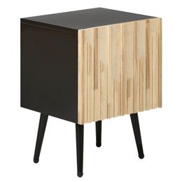 Beliani NACHTTISCH Heller Holzfarbton/Schwarz Dalcross