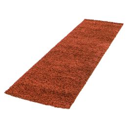 KADIMA DESIGN HOCHFLORTEPPICH RHEIN, einfarbig, aus Polypropylen, Terrakotta, 80 x 250 cm