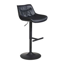 KADIMA DESIGN BARHOCKER &ndash; Kunstleder Schwarz, R&uuml;ckenlehne, h&ouml;henverstellbar 86&ndash;106 cm, Trompetenfu&szlig;, 100 kg