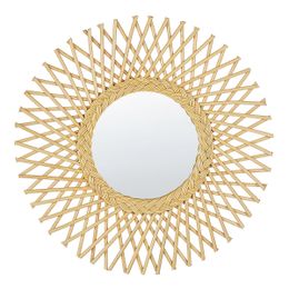 Beliani WANDSPIEGEL Rattan nat&uuml;rlich Sonnenform 60 cm Tagolu