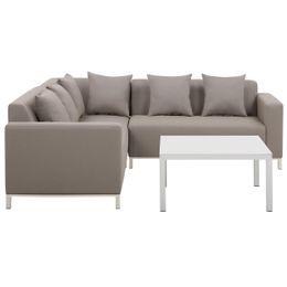 Beliani LOUNGE SET 5-Sitzer cremewei&szlig; linksseitig modular Belize
