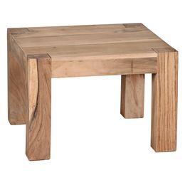 KADIMA DESIGN COUCHTISCH aus Akazienholz, rustikal, quadratisch, handgefertigt, Beige 60x60x40 cm