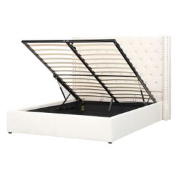 Beliani POLSTERBETT 140/200cm Cremewei&szlig; Lubbon
