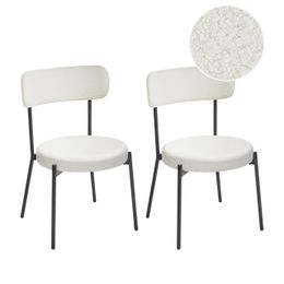 Beliani ESSZIMMERSTUHL 2er-Set Boucl&eacute; Wei&szlig; Allison