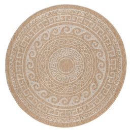 KADIMA DESIGN TEPPICH Outdoor KAUNS in Beige, im Vintage-Stil, aus Polypropylen, &Oslash; 200 cm