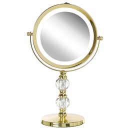 Beliani KOSMETIKSPIEGEL gold mit LED-Beleuchtung 18 cm Claira