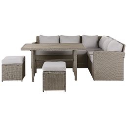Beliani LOUNGE SET 5-Sitzer Rattan Auflagen hellgrau Bardi