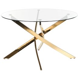 Beliani ESSTISCH 120/75 cm Transparent, goldfarben Rund Maramo