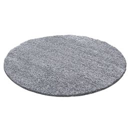 KADIMA DESIGN HOCHFLORTEPPICH RHEIN, einfarbig, Hellgrau, &Oslash; 120 cm