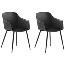 Beliani ESSZIMMERSTUHL 2er-Set Kunststoff Schwarz Fonda