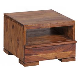KADIMA DESIGN NACHTTISCH Massivholz Schublade Ablage Pflegeleicht NAKO, Braun 40x40x30 cm