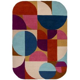 KADIMA DESIGN WOLLTEPPICH HALLEIN, geometrisch, Rosa-Bunt, 200 x 290 cm
