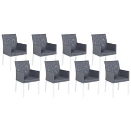 Beliani GARTENSTUHL 8er-Set Aluminium grau Bacoli