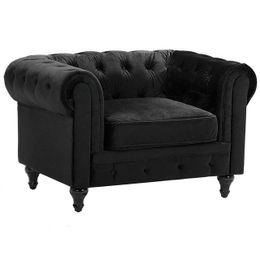 Beliani SESSEL Samtstoff schwarz Chesterfield