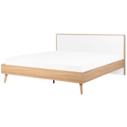 Beliani BETT mit Lattenrost 180x200 cm Heller Holzfarbton Serris