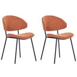 Beliani ESSZIMMERSTUHL 2er-Set Polsterbezug Orange Kiana