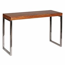 KADIMA DESIGN KONSOLENTISCH Massivholz Chromgestell Handgefertigt ISEN, Braun 120x45x77 cm