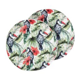 Beliani GARTENKISSEN 2er-Set Vogelmotiv mehrfrbig 40 cm Mallare