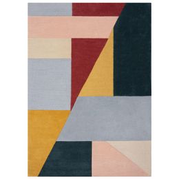 KADIMA DESIGN WOLLTEPPICH DEBEN, geometrisch, Kontrast-Bunt, 120 x 170 cm