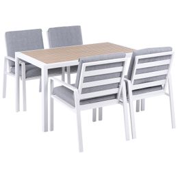 Beliani GARTENM&Ouml;BEL Set 4-Sitzer Grau/Wei&szlig; Visso