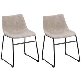 Beliani ESSZIMMERSTUHL 2er-Set Polsterbezug Beige Batavia