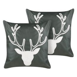 Beliani DEKOKISSEN 2er-Set Gr&uuml;n 45/45 cm Bicocca