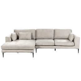 Beliani 3-SITZER-ECKSOFA Samtstoff Hellgrau linksseitig Flam