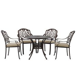 Beliani GARTENM&Ouml;BEL SET 4-Sitzer Aluminium dunkelbraun Ancona