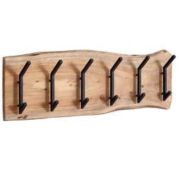 KADIMA DESIGN WANDGARDEROBE Akazie Massivholz Metall Modern 100x29x12,5 cm mit Baumkante