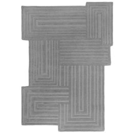 KADIMA DESIGN WOLLTEPPICH LEVEN, geometrisch, Grau, 160 x 230 cm