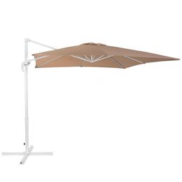 Beliani AMPELSCHIRM sandbeige/wei&szlig; 250/250/235 cm Monza