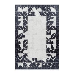 KADIMA DESIGN TEPPICH Flachgewebe Waschbar PIZOL in Schwarz, im Patchwork-Stil, 80 x 250 cm