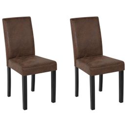 Beliani ESSZIMMERSTUHL 2er-Set Kunstleder Braun Broadway