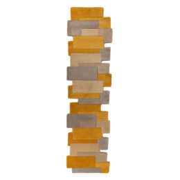 KADIMA DESIGN WOLLTEPPICH HALLEIN, geometrisch, Senfgelb, 60 x 230 cm