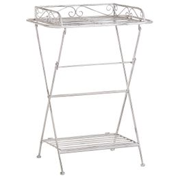 Beliani GARTENTISCH Metall Wei&szlig; Ancud