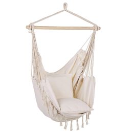 Beliani H&Auml;NGESSESSEL Makramee Baumwolle beige Bonea