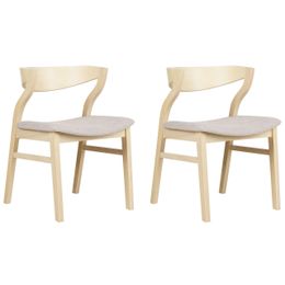 Beliani ESSZIMMERSTUHL 2er-Set heller Holzfarbton/beige Maroa