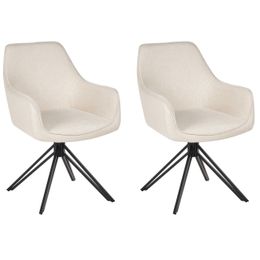 Beliani ESSZIMMERSTUHL 2er-Set drehbar Hellbeige Jodar