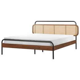 Beliani BETT mit Lattenrost 160x200 cm Dunkler Holzfarbton Boussicourt