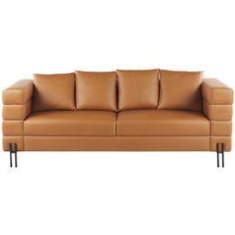 Beliani 3-SITZER-SOFA Kunstleder Braun Granna