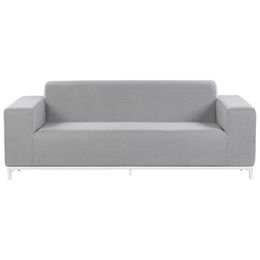 Beliani GARTENSOFA 3-Sitzer Polsterbezug hellgrau/wei&szlig;es Gestell Rovigo