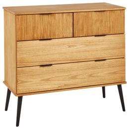 Beliani KOMMODE mit 4 Schubladen Kiefernholz Braun Timmins