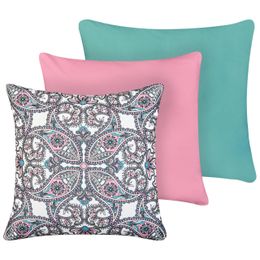 Beliani GARTENKISSEN 3er-Set Purpur 45/45 cm Tide