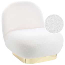 Beliani SESSEL Boucl&eacute; wei&szlig;/gold LovIisa