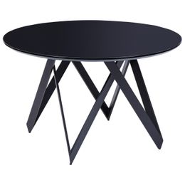 Beliani ESSTISCH schwarz gl&auml;nzend 120 cm rund Oxhill