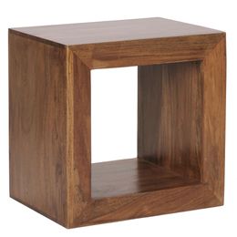 KADIMA DESIGN STANDREGAL &ndash; Naturholz, 44x44x33 cm, handgefertigt, geradlinig