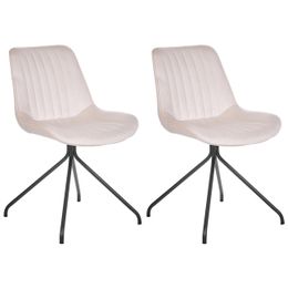 Beliani ESSZIMMERSTUHL 2er-Set Samtstoff Beige Navasota