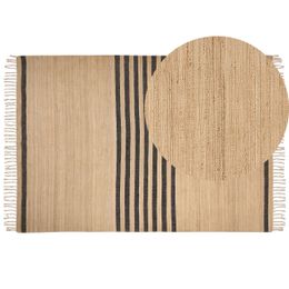 Beliani TEPPICH geflochten Beige 160/230 cm Ericek