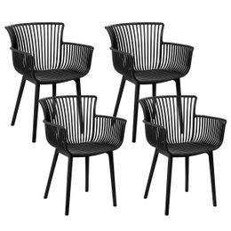 Beliani GARTENSTUHL 4er-Set Kunststoff schwarz Pesaro