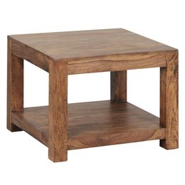 KADIMA DESIGN COUCHTISCH Massivholz im Landhausstil mit Ablagefach und pflegeleichter Oberfl&auml;che, Braun 60x60x45 cm
